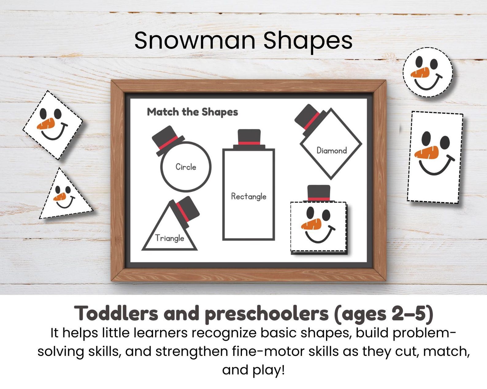 Christmas Shape Matching Activity for Kids | 3 Holiday Sets | Preschool ...