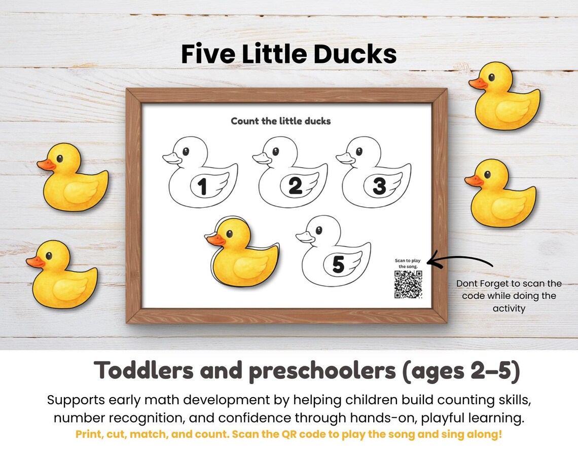 Counting and Matching Printable for Toddlers Frog and Duck Number ...