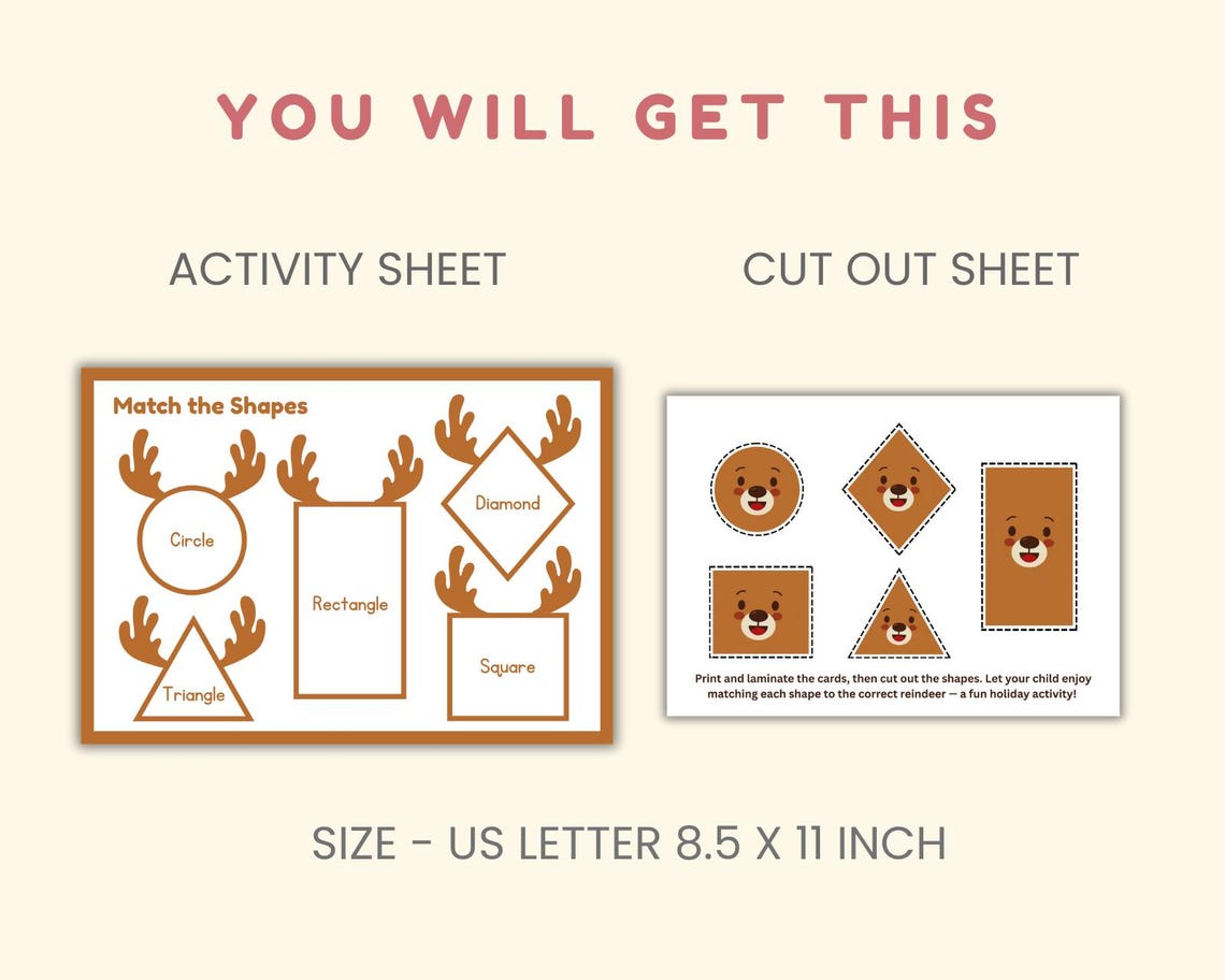 Christmas Shape Matching Activity for Kids | 3 Holiday Sets | Preschool ...