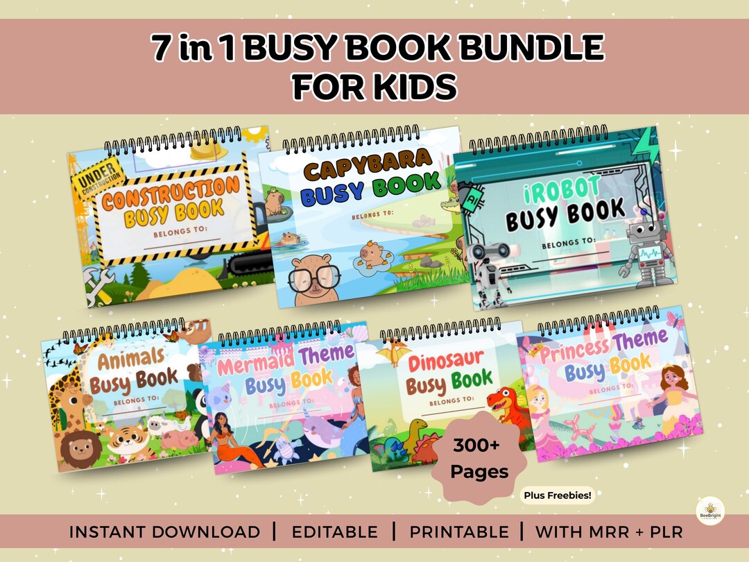 Kids Busy Book Bundle Printable | 7-in-1 Canva Editable PLR, MRR ...