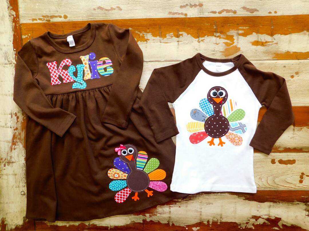 Fun, Colorful, Turkey Dress, Personalized Dress With Turkey Appliqué ...