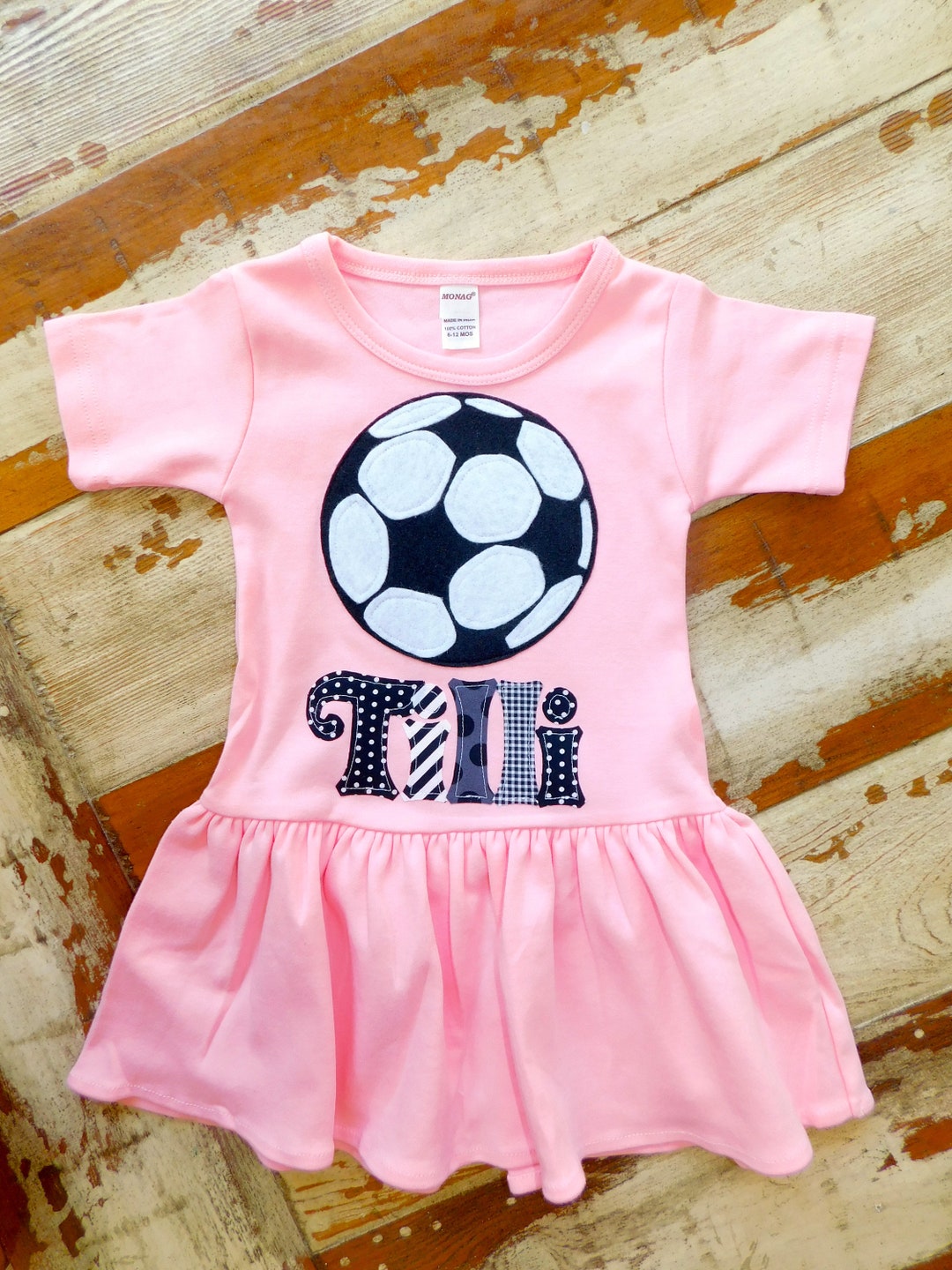 Personalized Girls Soccer Ball Dress Dress, Long or Short Sleeved, 3 ...