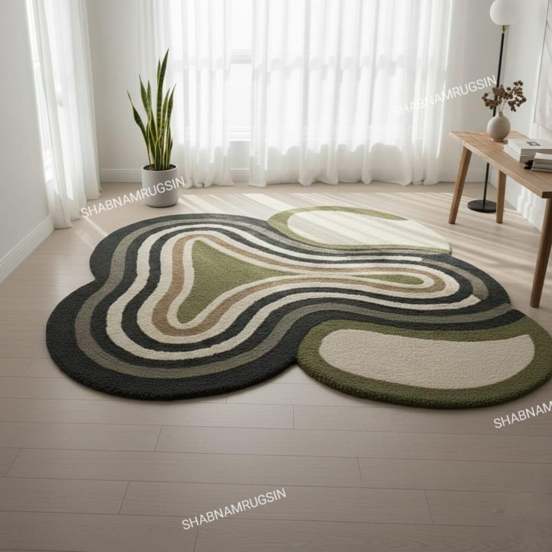 Abstract Wavy Tufted Rug | Modern Organic Shape Carpet Area Rug - Etsy