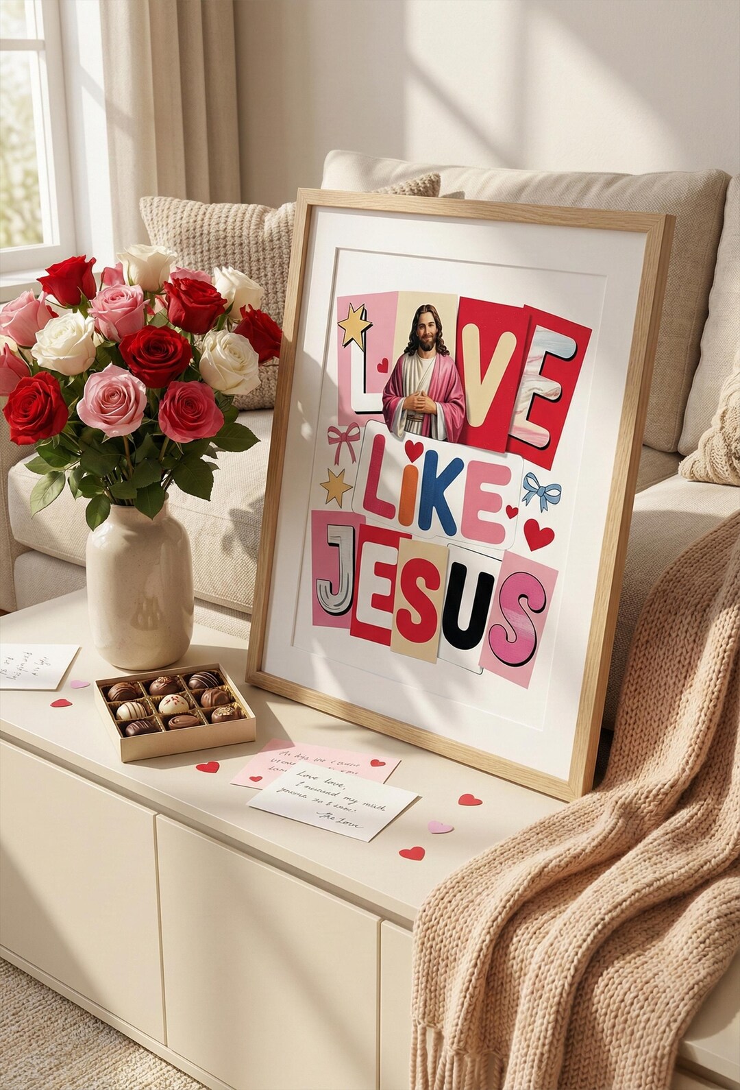 Love Like Jesus Wall Art Poster, Christian Valentine Decor Print, Faith ...