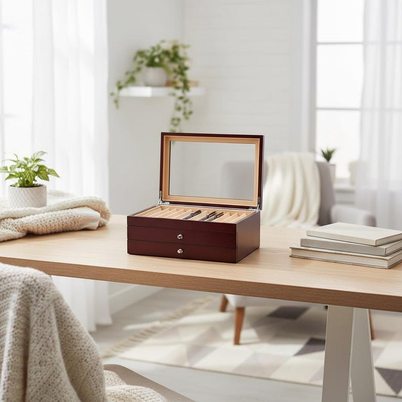 3 Tier Wooden Pen Display Box With Lid - Etsy