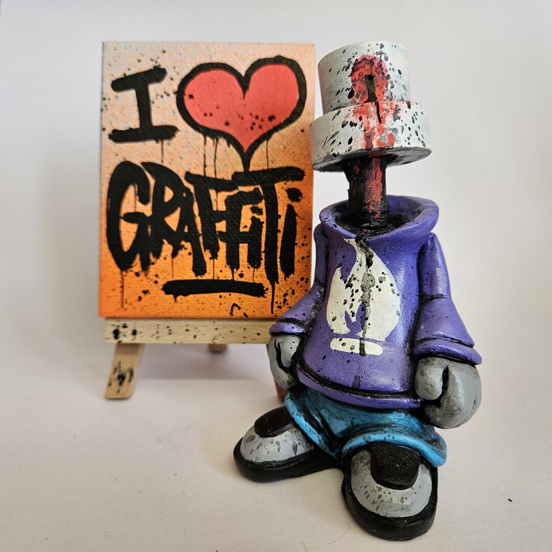 Graffiti Spray Paint Resin Figure and Canvas Vandal Face by Hoakser - Etsy