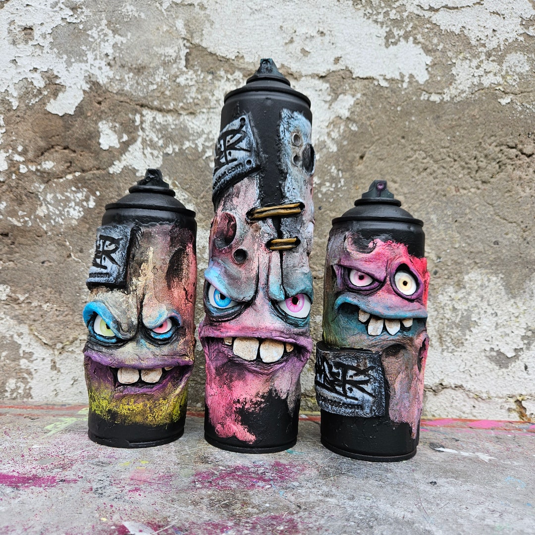 Graffiti Spray Paint Sculptures Set Recycled Original Street Art Gift ...