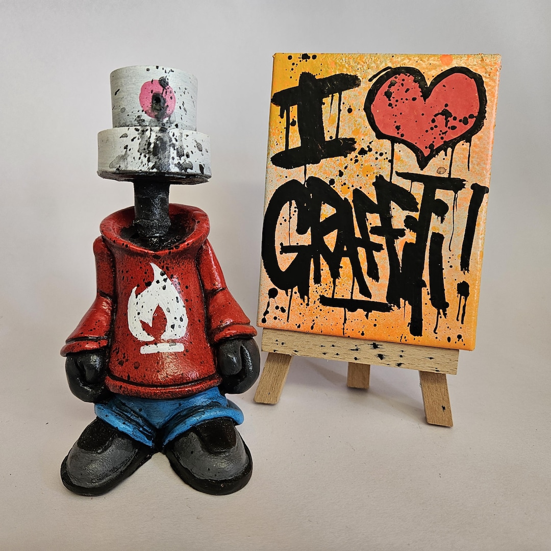 Graffiti Spray Paint Resin Figure and Canvas Vandal Face by Hoakser - Etsy