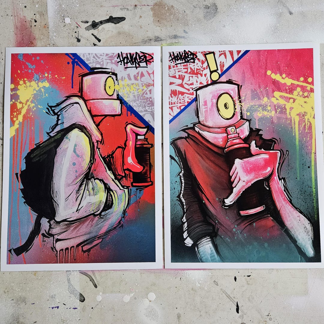 Graffiti Character Print Set Spray Paint Street Art Signed - Etsy
