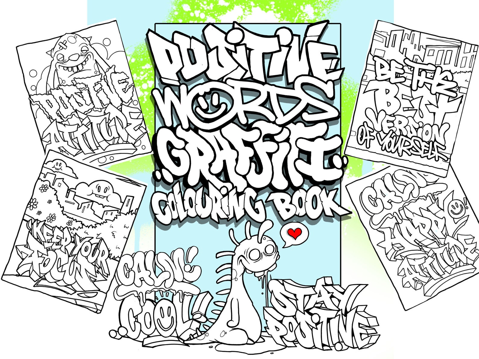 Positive Words Graffiti Colouring Book Coloring for All Ages - Etsy