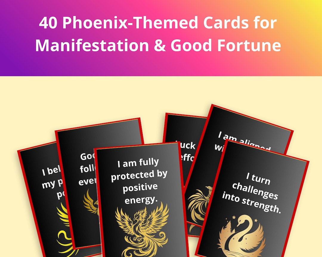 40 Phoenix Manifestation Cards | Printable 2.5x3.5" Spiritual Deck ...