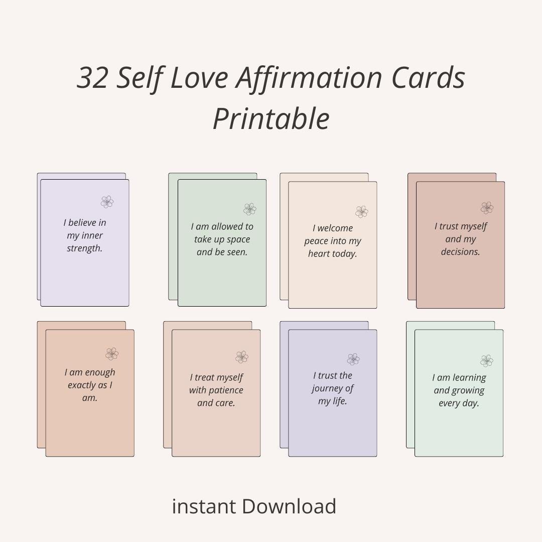 Self Love Affirmation Cards Printable | Positive Healing, Mindfulness ...