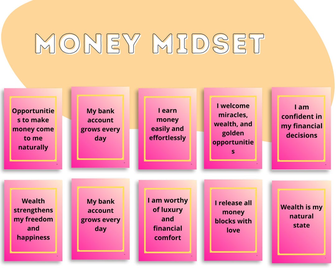 Money Mindset Affirmation Cards, Law of Attraction Quotes (digital ...