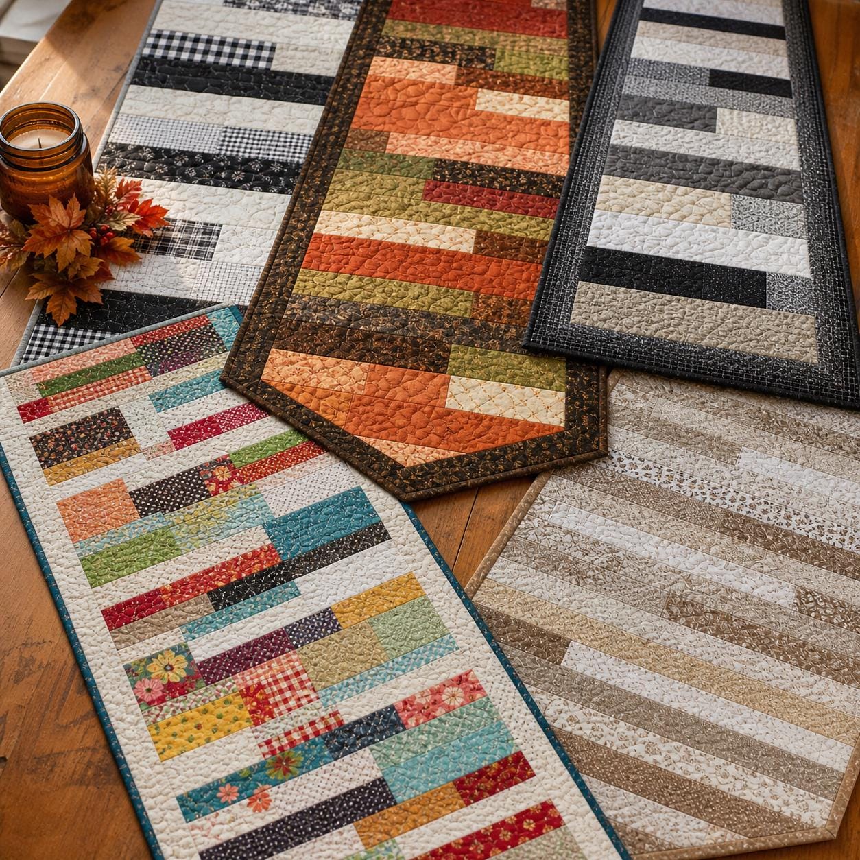 25+ Jelly Roll Table Runner Ideas – Beginner Quilting PDF Guide (strip ...