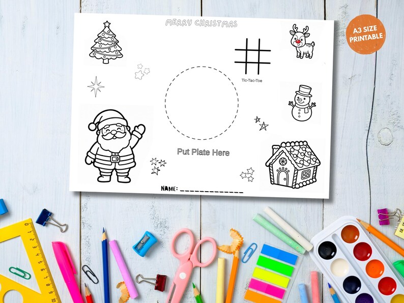 Printable Christmas Activity Placemat for Kids, Holiday Coloring Table ...
