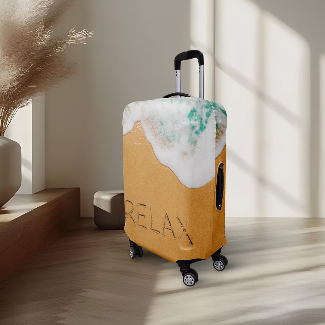 Relax on the Beach Design Luggage Cover | Stretch Suitcase Protector ...
