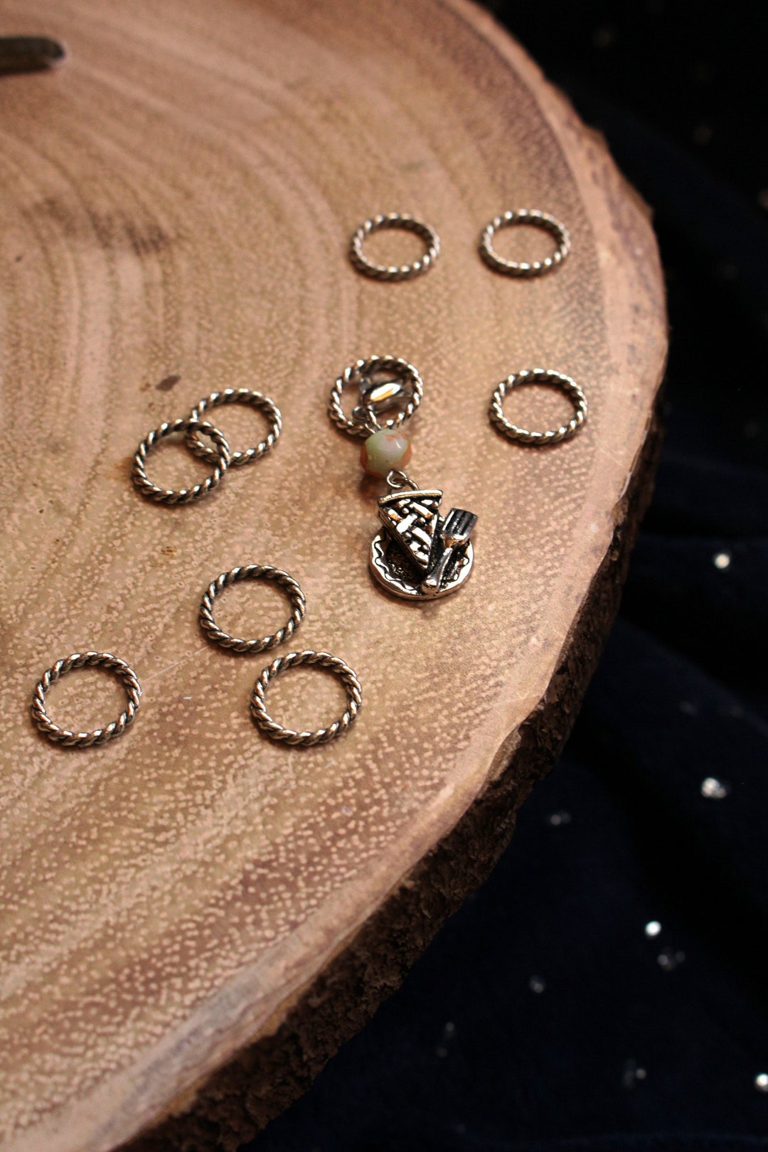 Twisted Ring Stitch Marker Set for Knitting: Pie Progress Keeper - Etsy