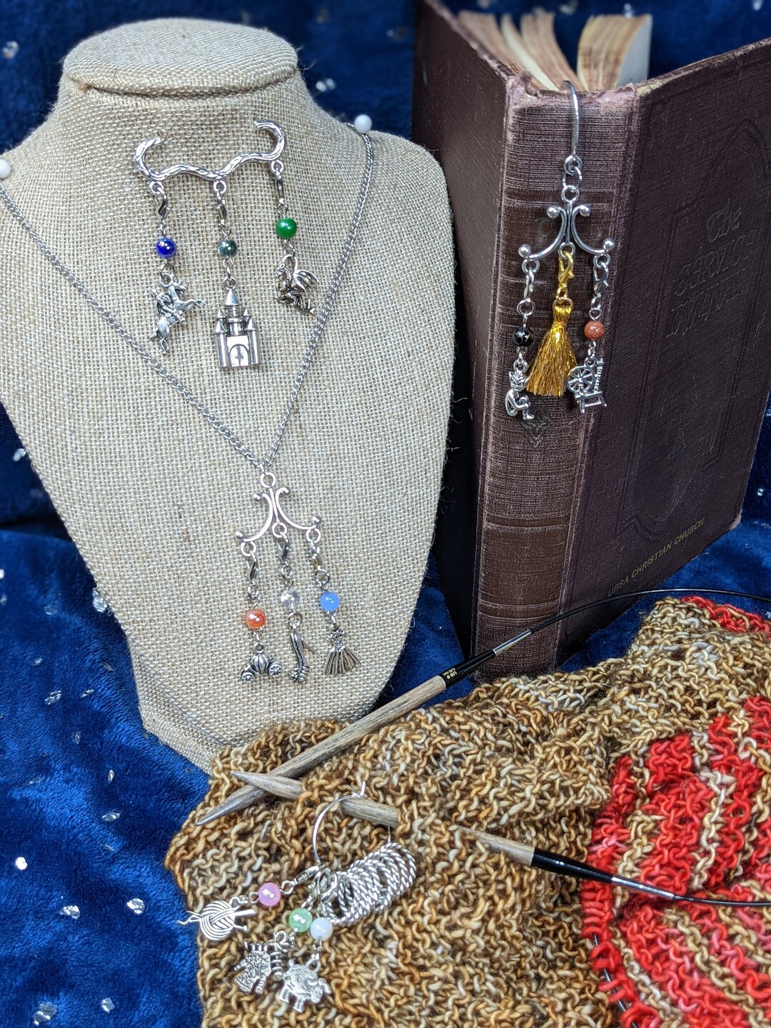 Fairy Tales Knit Crochet Stitch Marker Bundle: Necklace, Bookmark, Pin ...