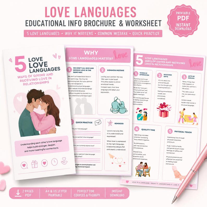 Love Languages Printable PDF | Relationship Worksheet & Therapy Tool - Etsy