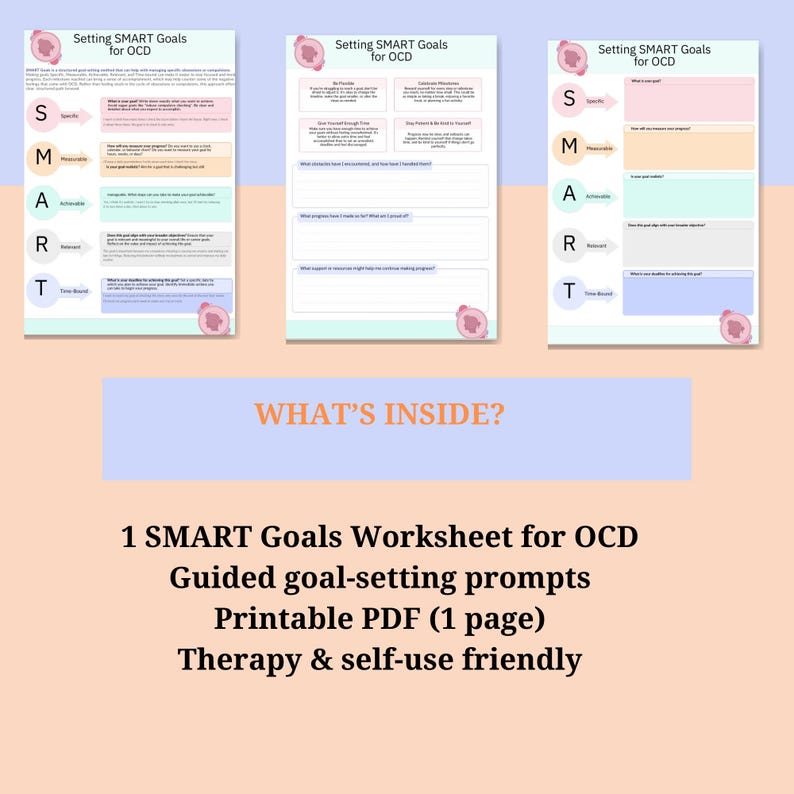 Setting SMART Goals for OCD | Worksheet | Therapy Printable PDF - Etsy
