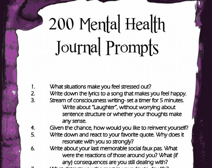 200 Mental Health Journal Prompts PDF Download - Etsy
