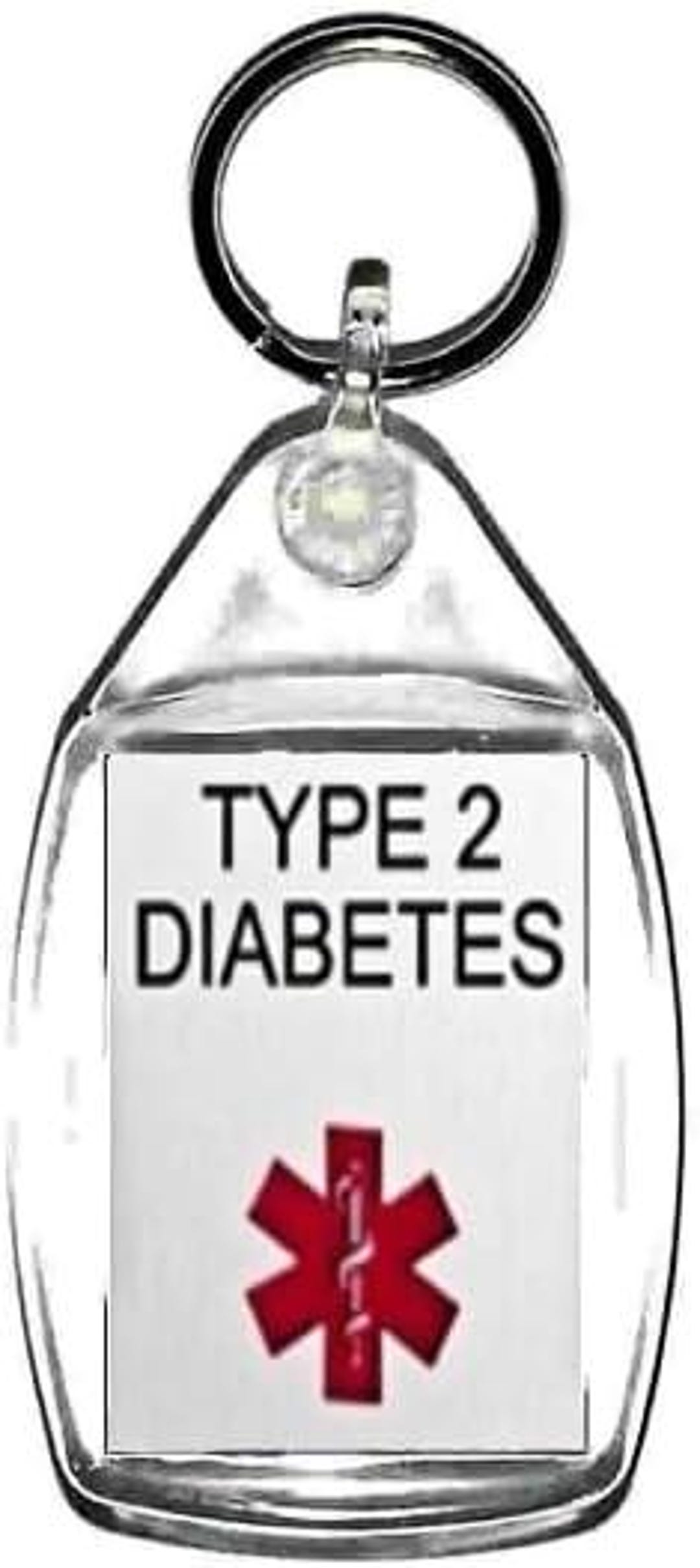 Generic Medical Alert Type 2 Diabetes Keyring, White, Unisex-adults ...