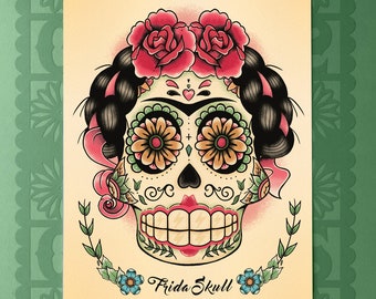Tattoo Flash Sugar Skull Rose Day of the Dead Calaca Tattoo | Etsy