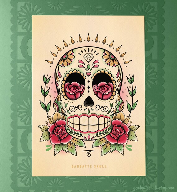 Sugar Skull Rose Tattoo