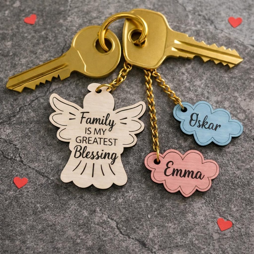 Family Keychain Laser Cut | Key Ring SVG – Personalized Family Keychain ...