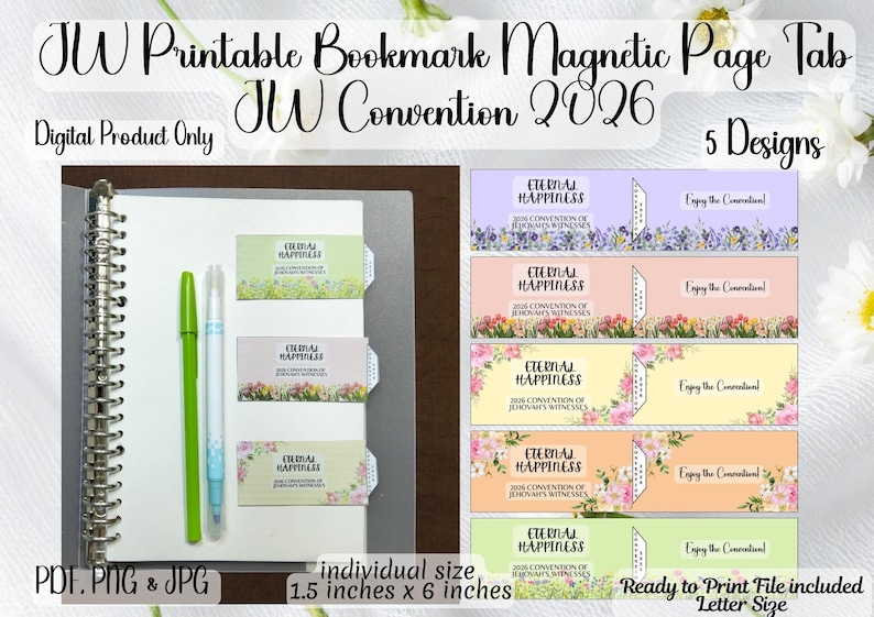 JW Convention 2026 Eternal Happiness-diy Bookmark Magnetic Page Tab ...