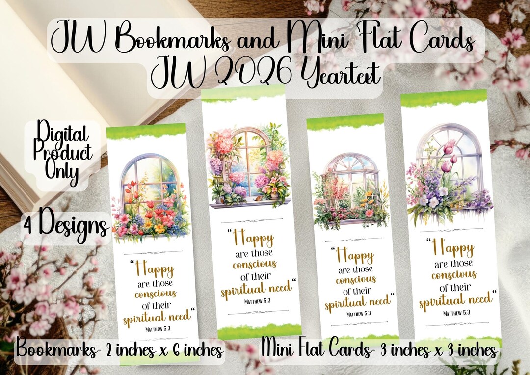 JW Yeartext 2026 Printable Bookmarks and Mini Flat Cards_jw Souvenirs ...