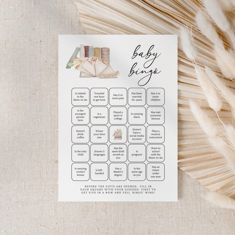 Editable Storybook Baby Bingo, Gender Neutral Baby Shower Game ...