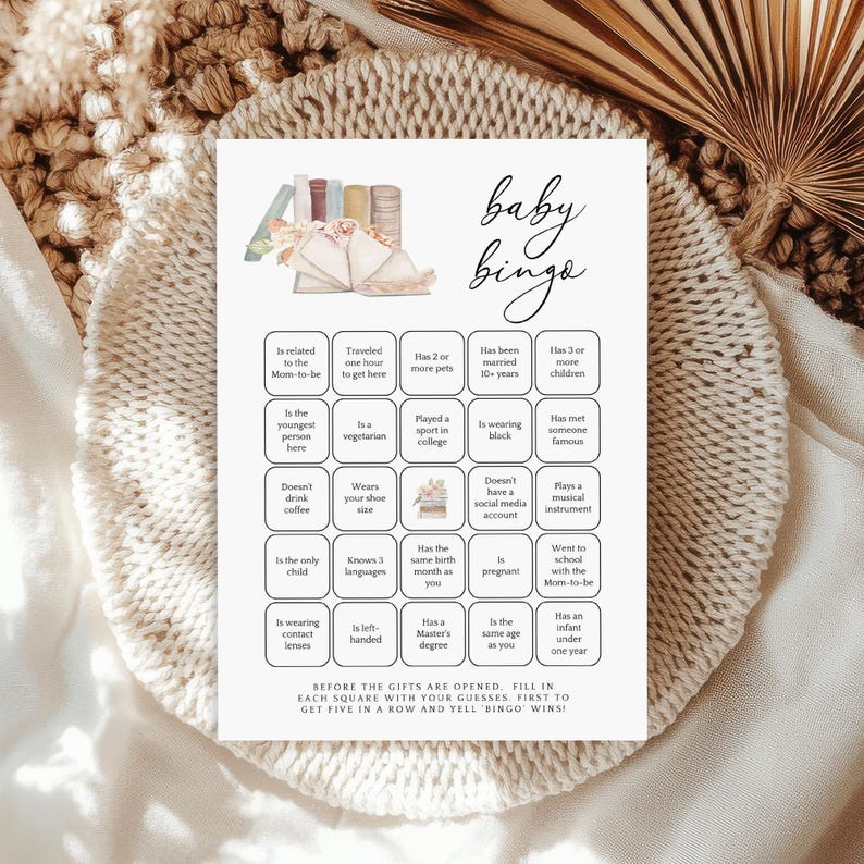 Editable Storybook Baby Bingo, Gender Neutral Baby Shower Game ...