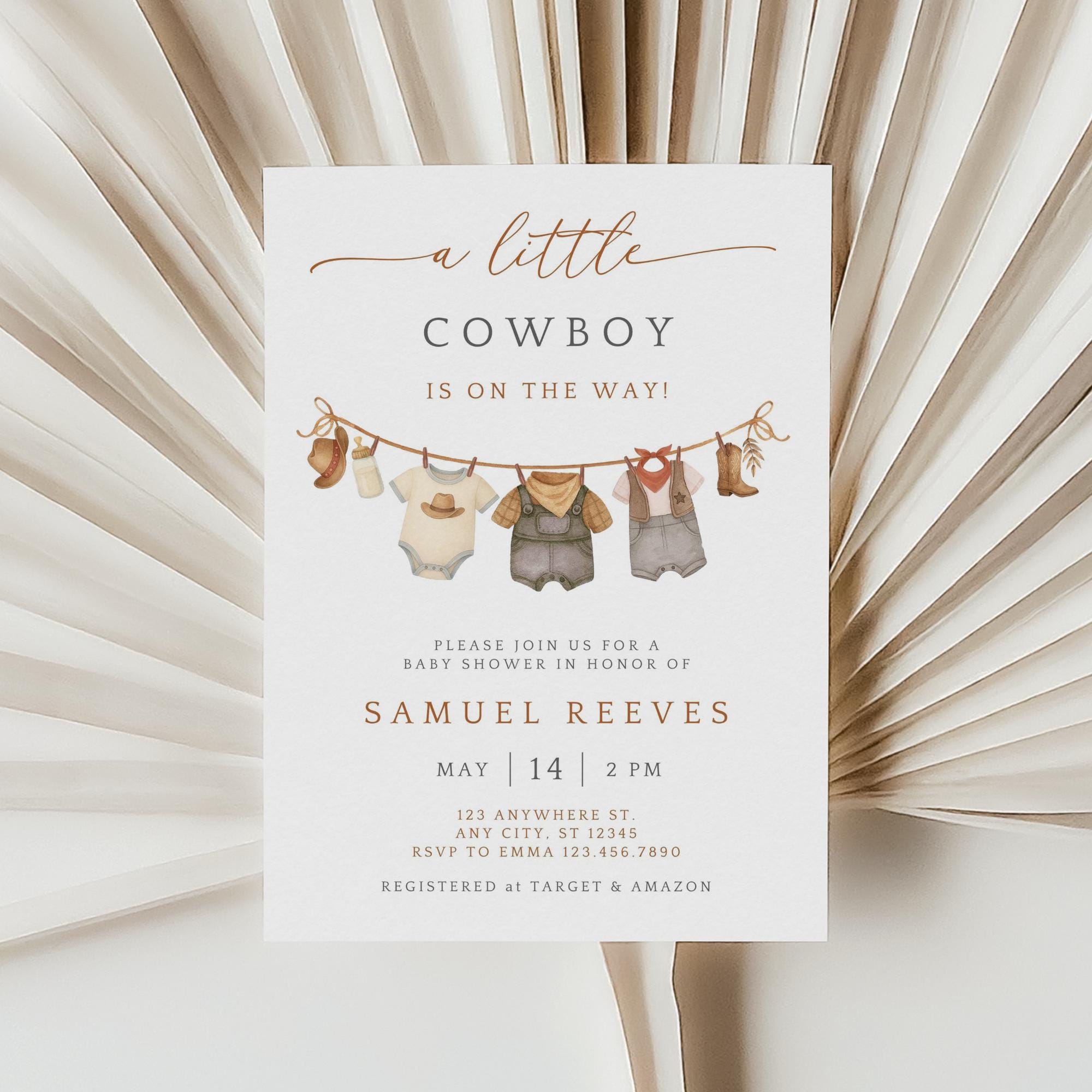 Cowboy Baby Shower Invitation, Western Invite, A Little Cowboy is on ...