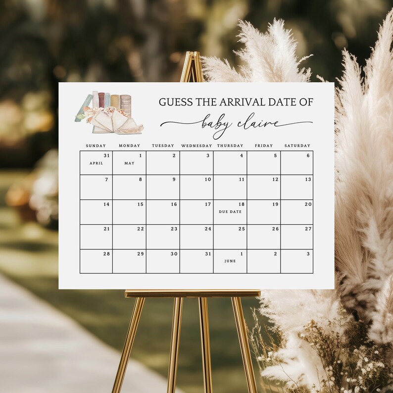 Editable Storybook Baby Due Date Calendar, Gender Neutral Game Sign ...