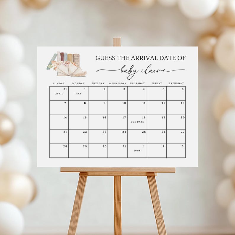 Editable Storybook Baby Due Date Calendar, Gender Neutral Game Sign ...