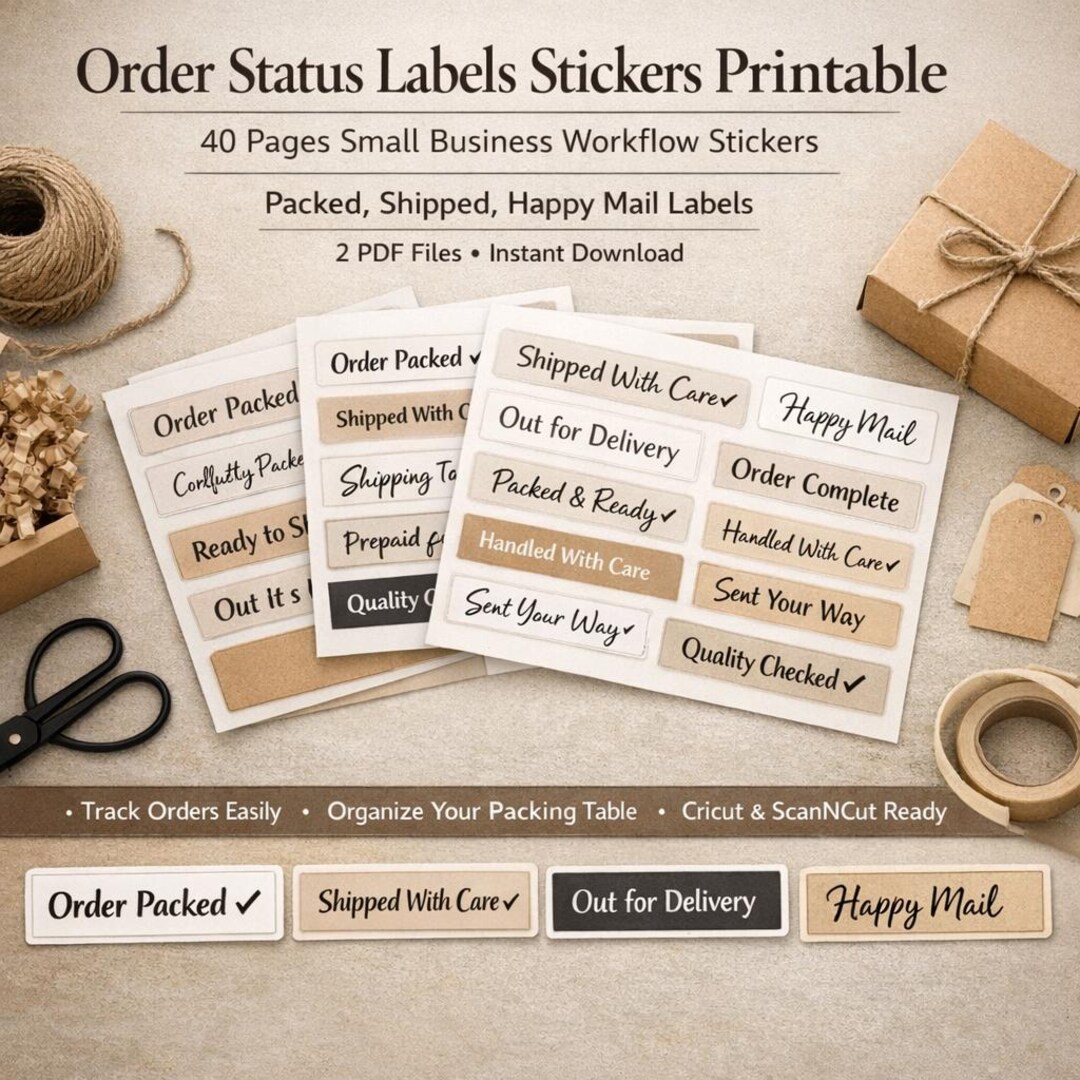 Small Business Order Status Stickers | Printable Packaging Labels (2 ...