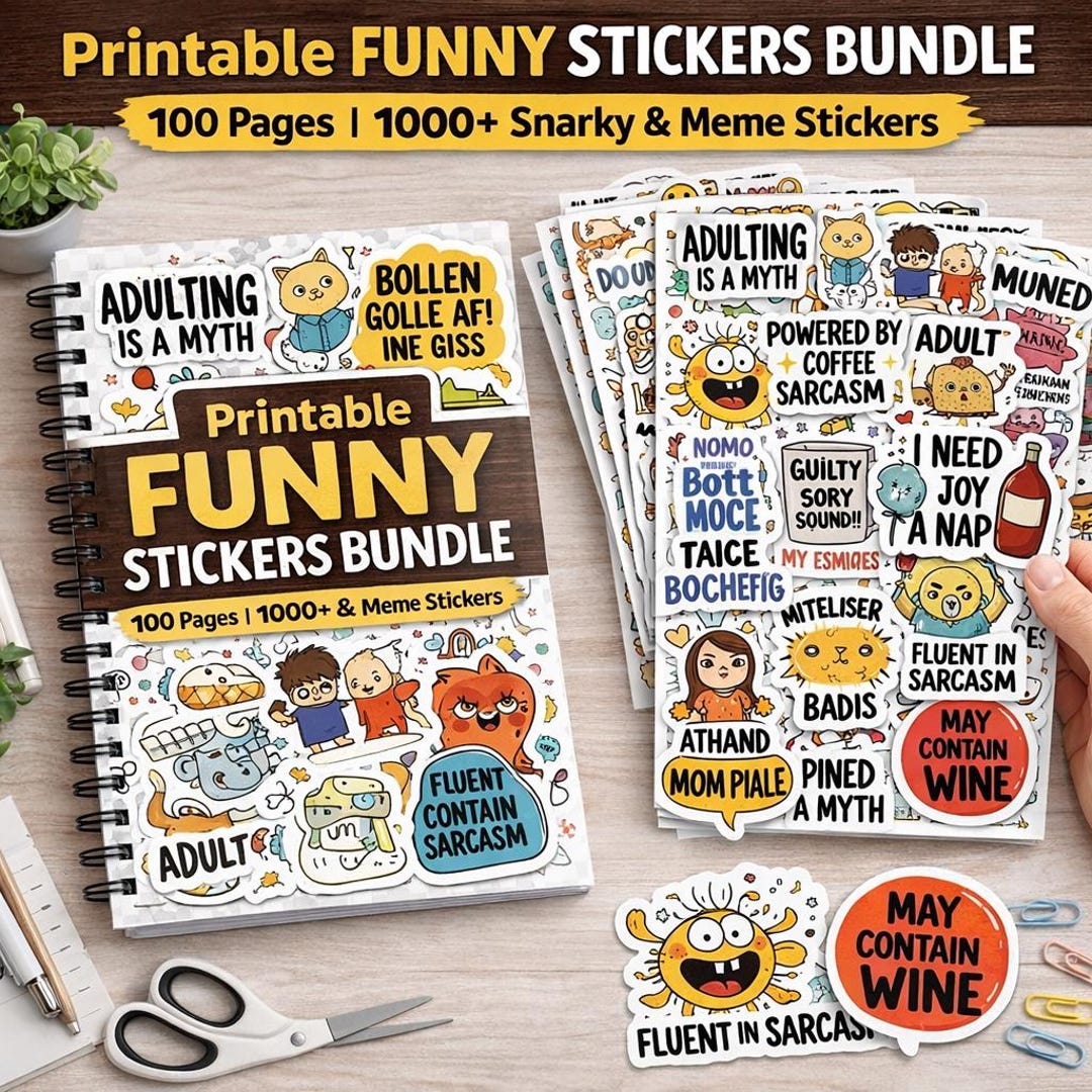 Printable Funny Stickers Bundle | 100 Pages | 1000+ Snarky & Meme ...