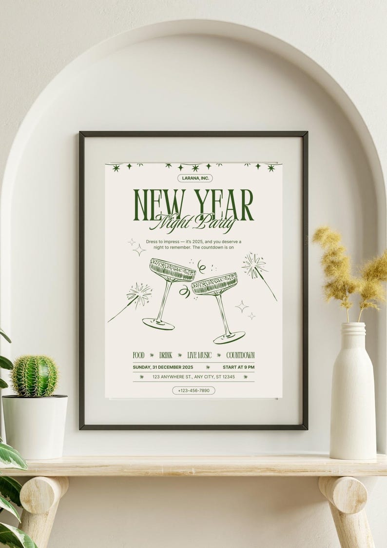 Elegant New Year Party Flyer Template | NYE Invitation | Printable ...