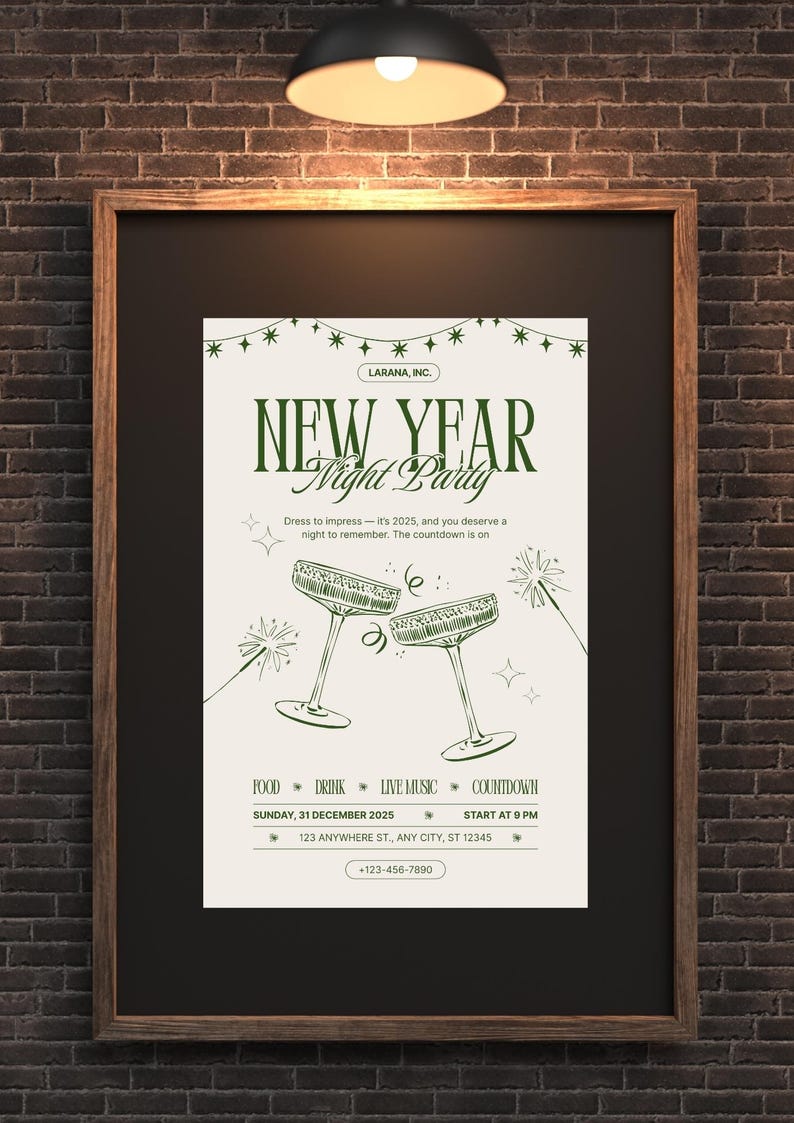 Elegant New Year Party Flyer Template | NYE Invitation | Printable ...