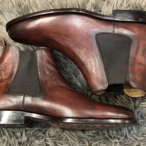 Handmade Patina Leather Chelsea Boots, Cow Leather, Custom Fit - Etsy