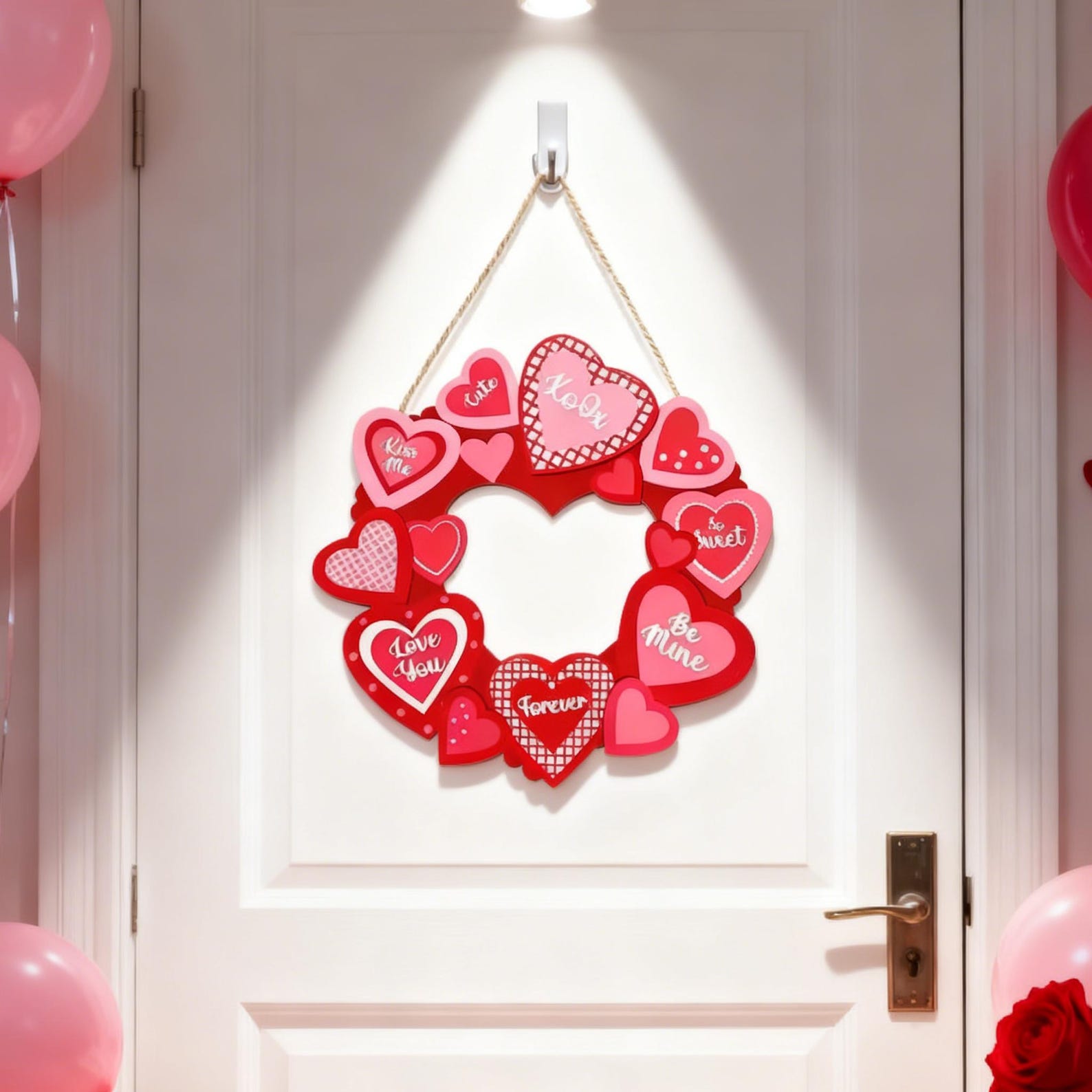 Valentine’s Day Heart Wreath Decor | Handmade Wood Romantic Door/wall ...