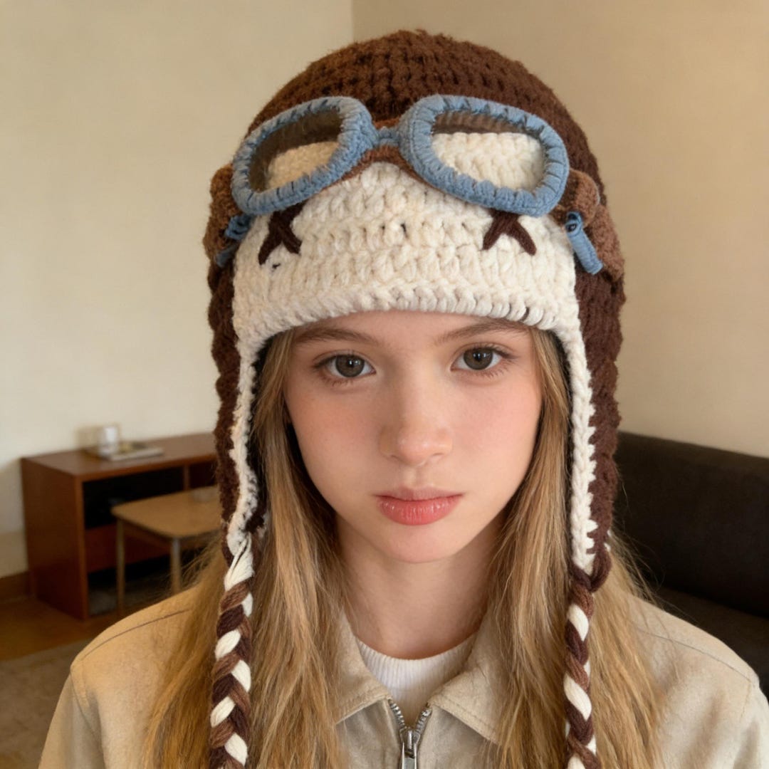 Handmade Crochet Aviator Trapper Hat With Goggles – Winter Warm Earflap ...