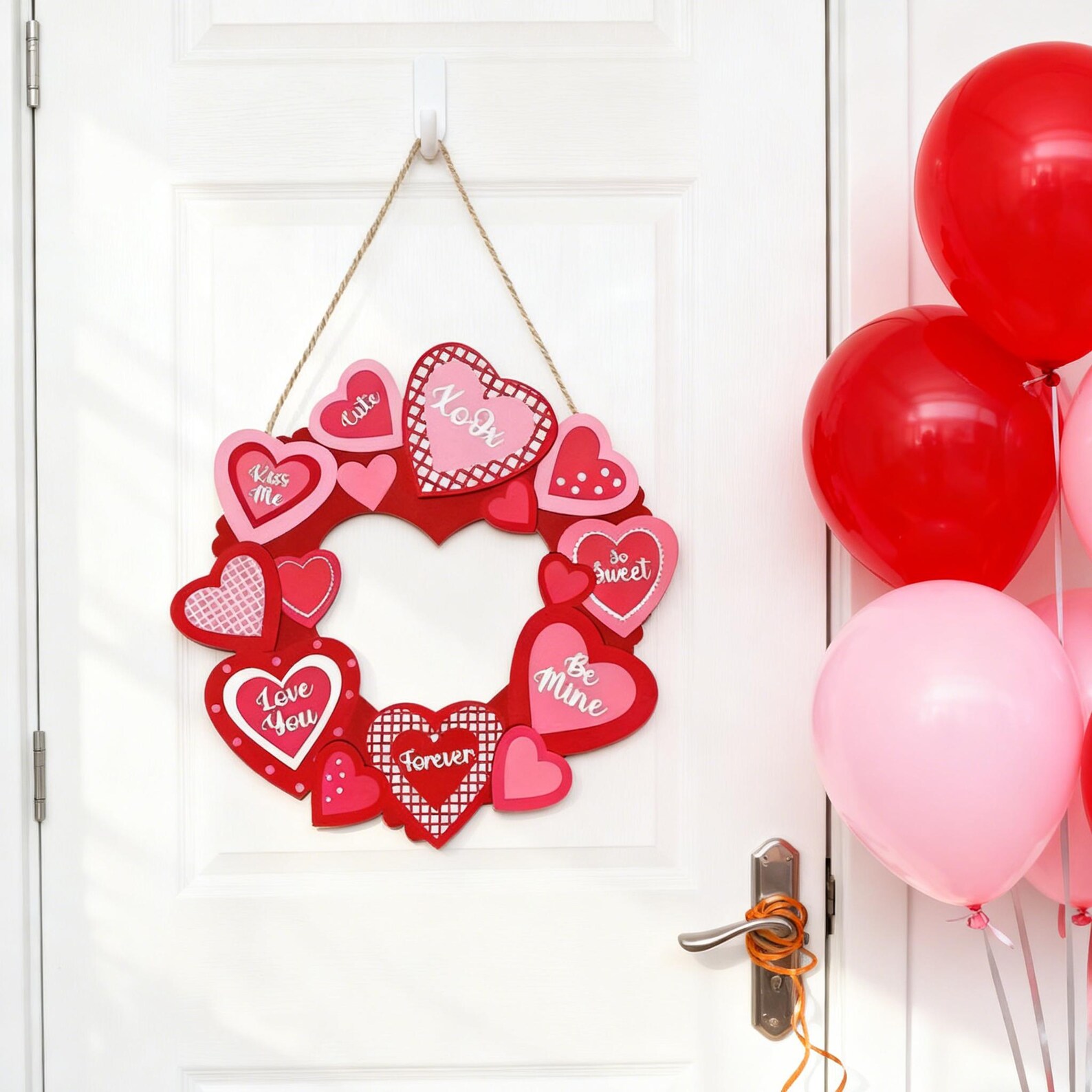 Valentine’s Day Heart Wreath Decor | Handmade Wood Romantic Door/wall ...