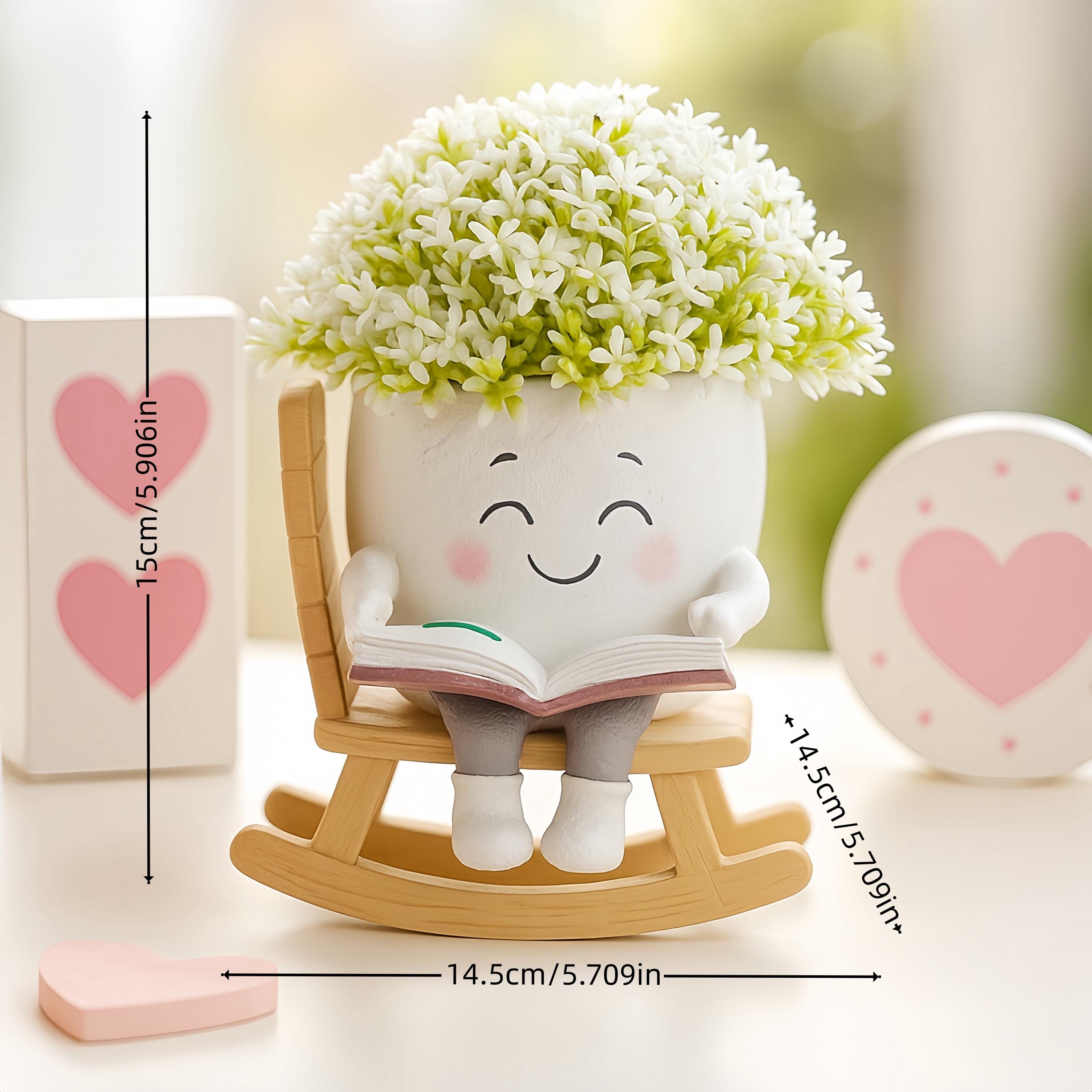Rocking Chair Vase/creative Reading Smiley Face Planter/plant Gift for ...