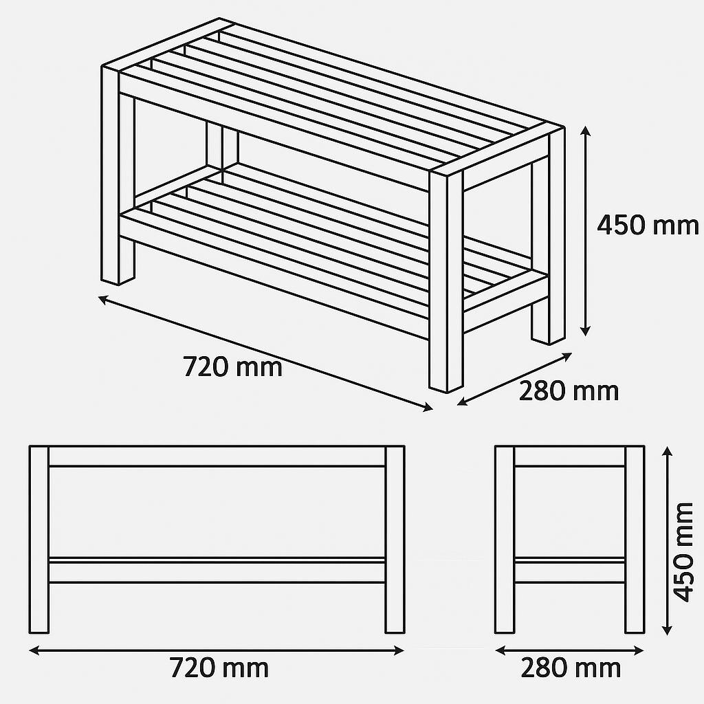 2-tier Wooden Shoe Rack Plan – DIY Woodworking PDF, Scandinavian ...