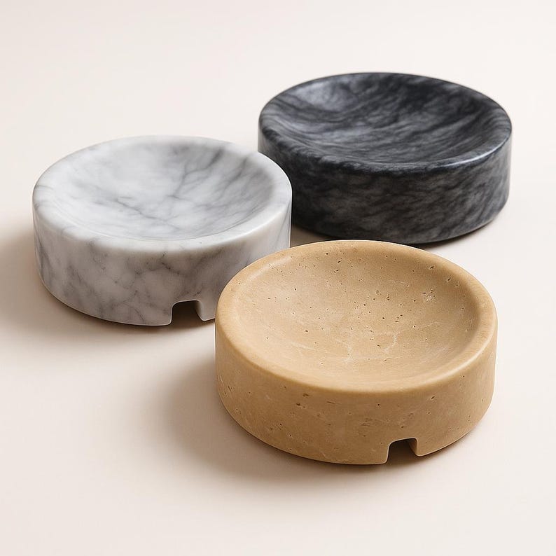 Light Grey Marble Cable Holder – Minimalist Desk Organizer, Tech ...