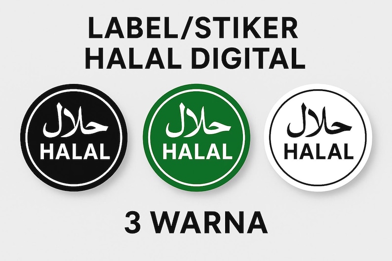Halal Label/stickers – Digital Product (3 Color Variants: Black, Green ...