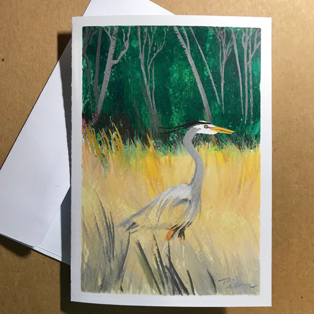 1 Great Blue Heron Card Ready to Ship - Etsy