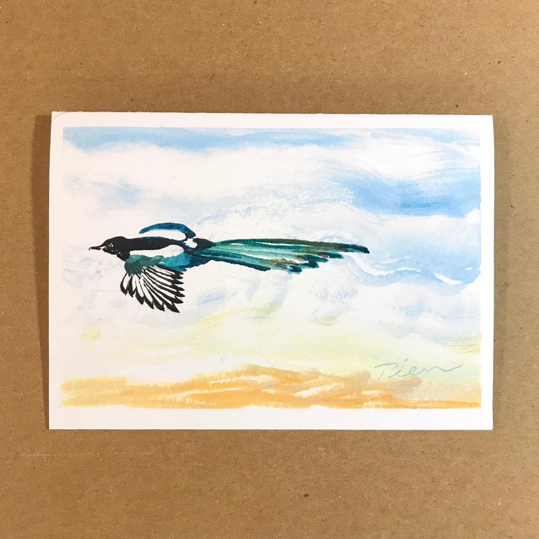 1 Black-billed Magpie Blank Card - Etsy